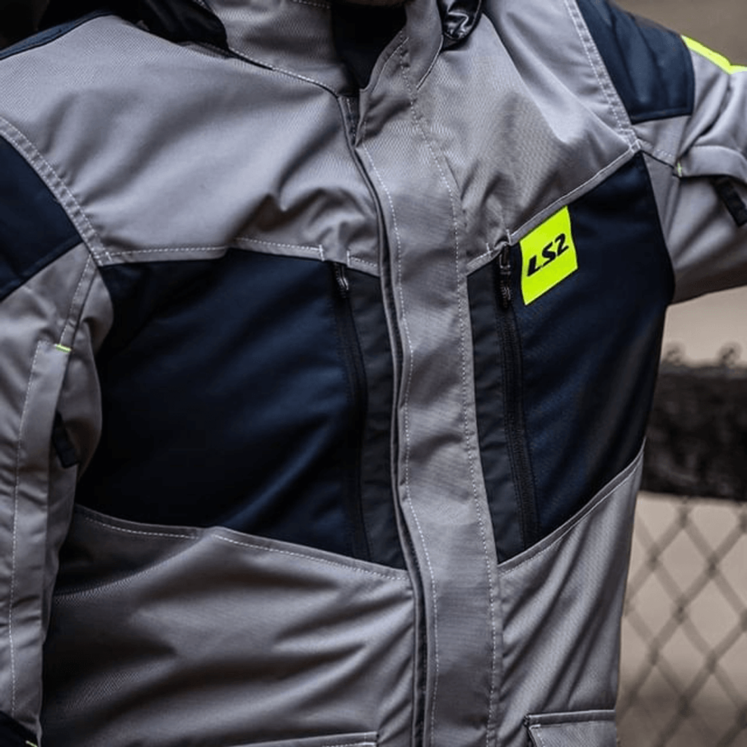 Jaqueta Moto LS2 Metropolis Evo Titanio Azul e Amarelo - Nacar