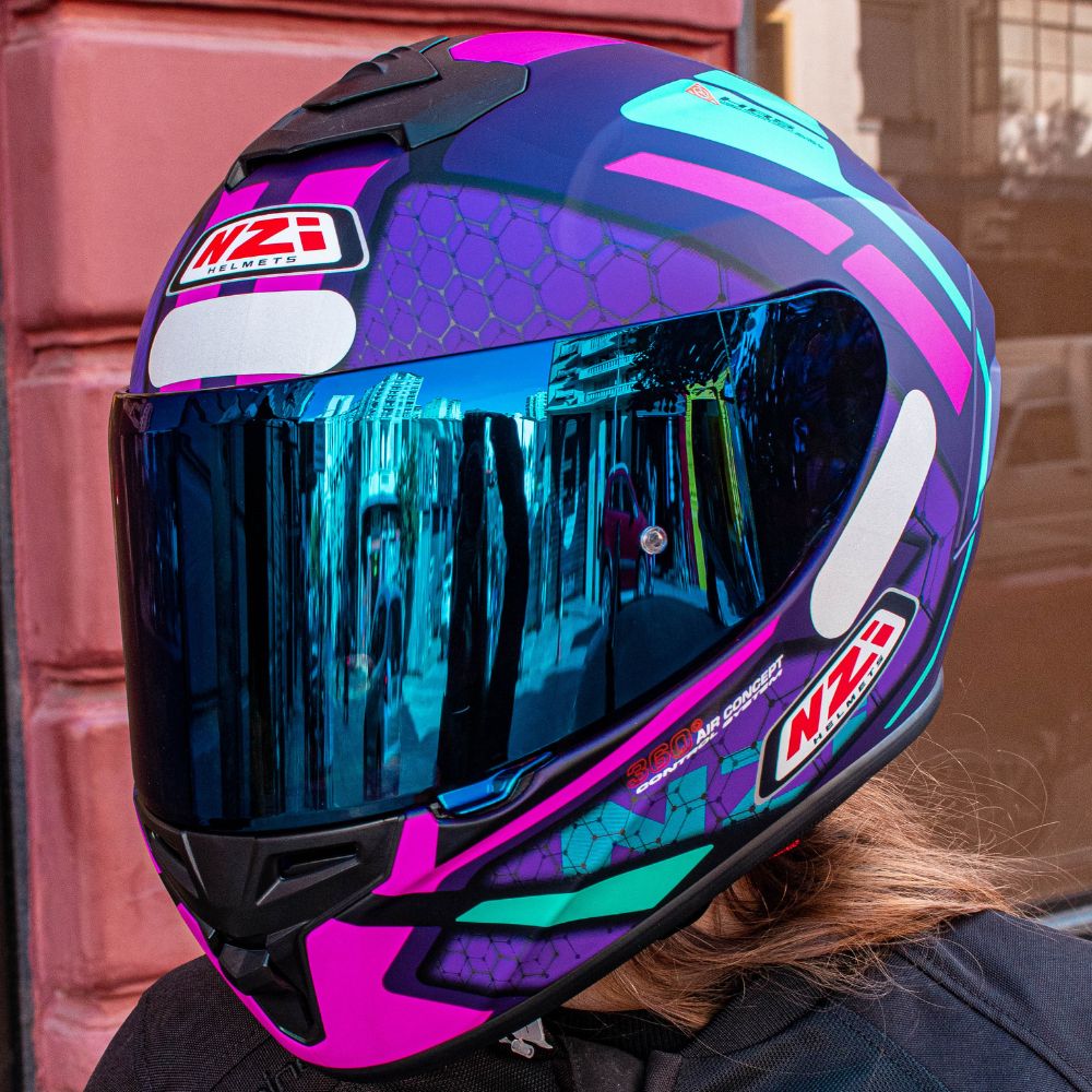 Capacete Moto Nzi Trendy Overtaking Roxo Rosa Fosco - WebRacing