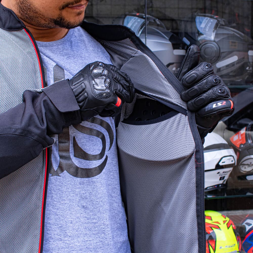 Jaqueta Moto LS2 Airy Ventilada Preto/cinza e Vermelho - Nacar