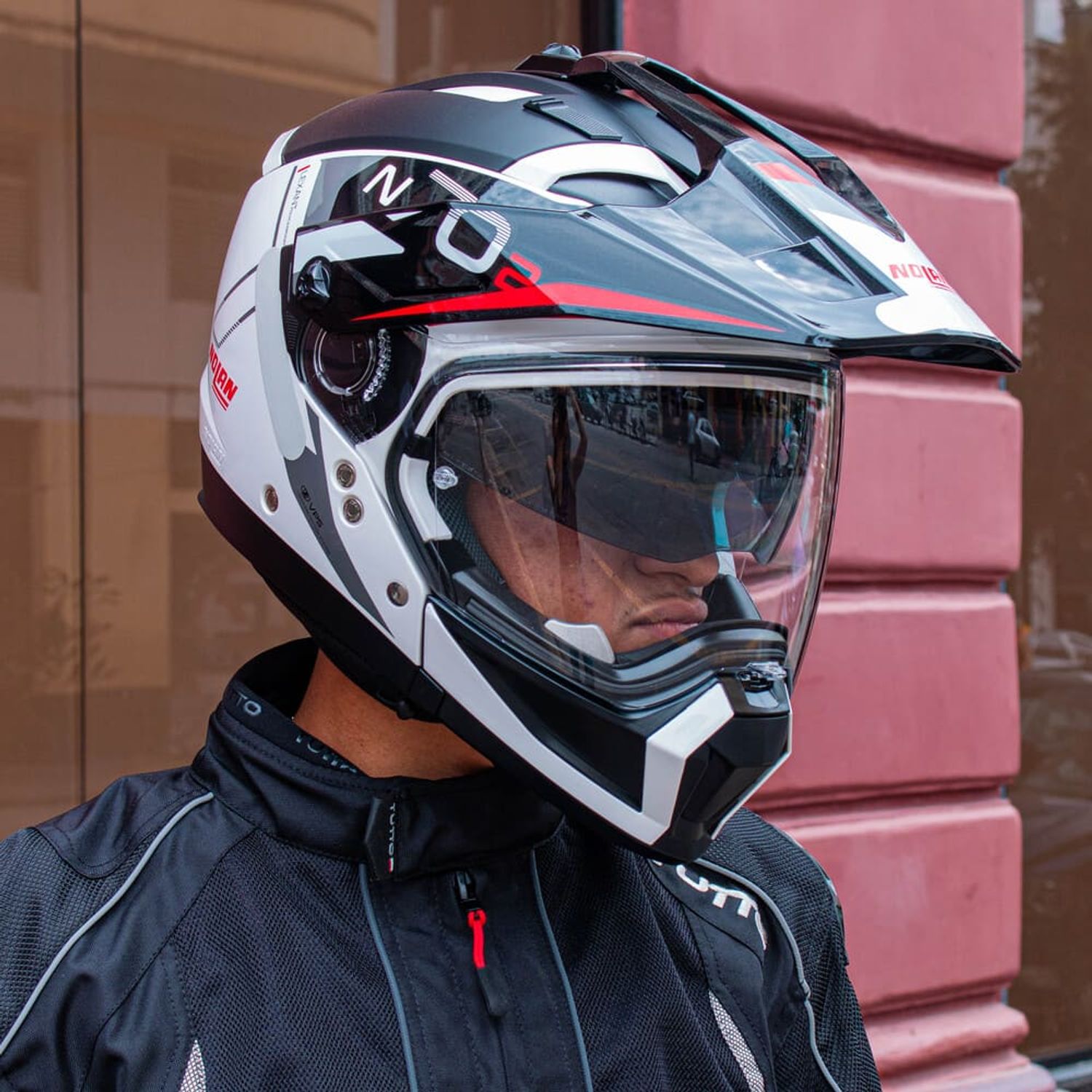 Capacete Nolan N70-2x Bungee Branco/Vermelho (39) - WebRacing