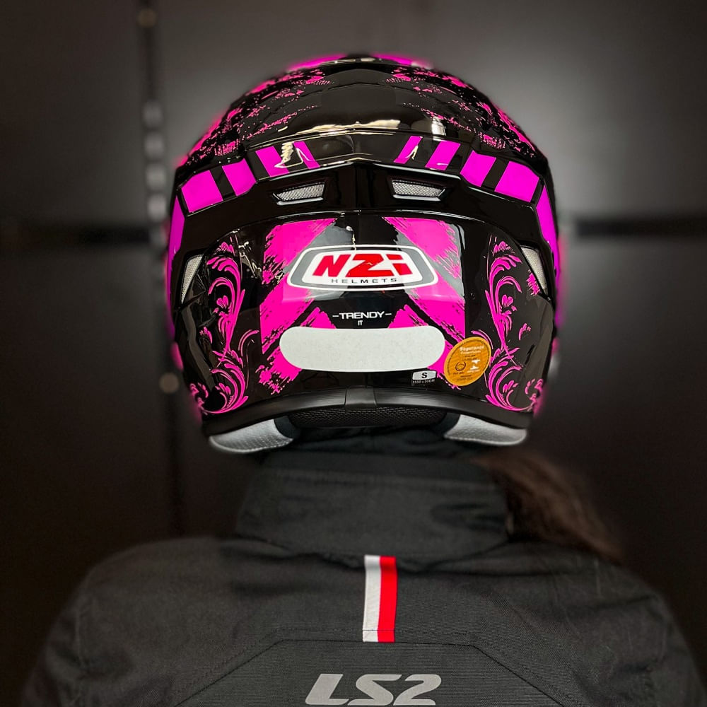 Capacete Moto Nzi Trendy It Preto Roxo Rosa - Nacar