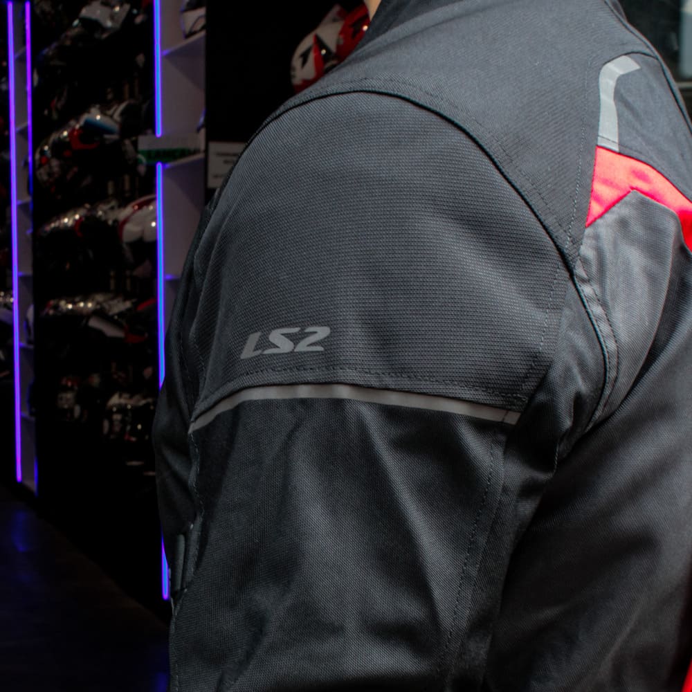 Jaqueta Moto LS2 Sepang Preto Cinza Vermelho - WebRacing